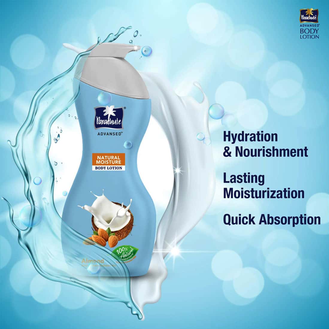 Buy PARACHUTE ADVANSED NATURAL MOISTURE BODY LOTION WITH ALMOND ...