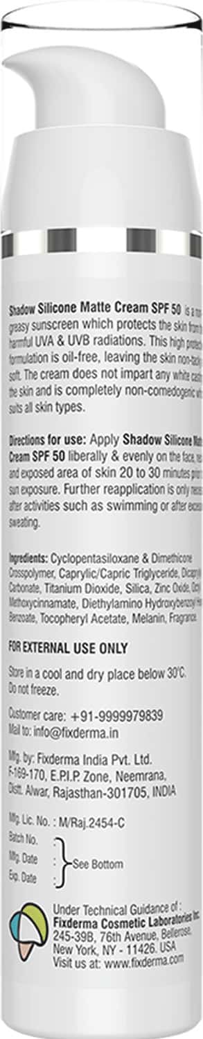 Buy FIXDERMA SHADOW SPF 50 SILICONE MATTE CREAM 50GM Online & Get Upto ...