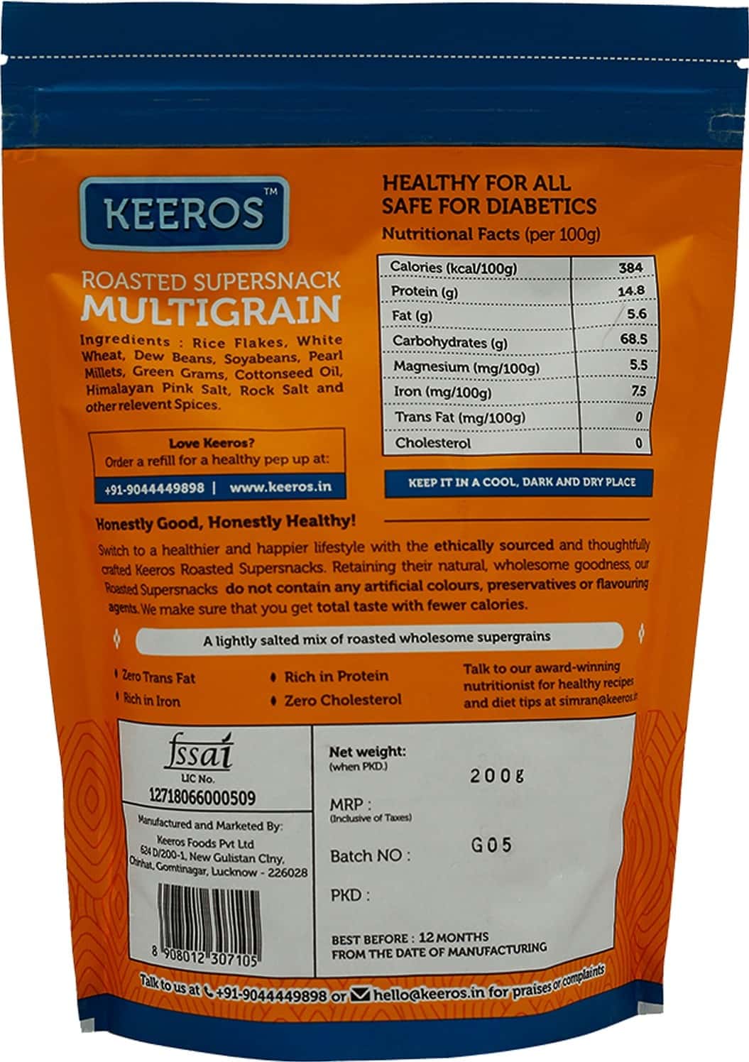 Buy KEEROS MULTIGRAIN HEALTHY SUPER SNACK - PACK OF 1 X 400G Online ...