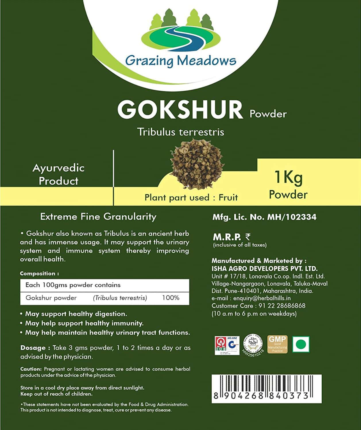 Buy GRAZING MEADOWS GOKSHUR POWDER - 1 KG (PACK OF 5) Online & Get Upto ...