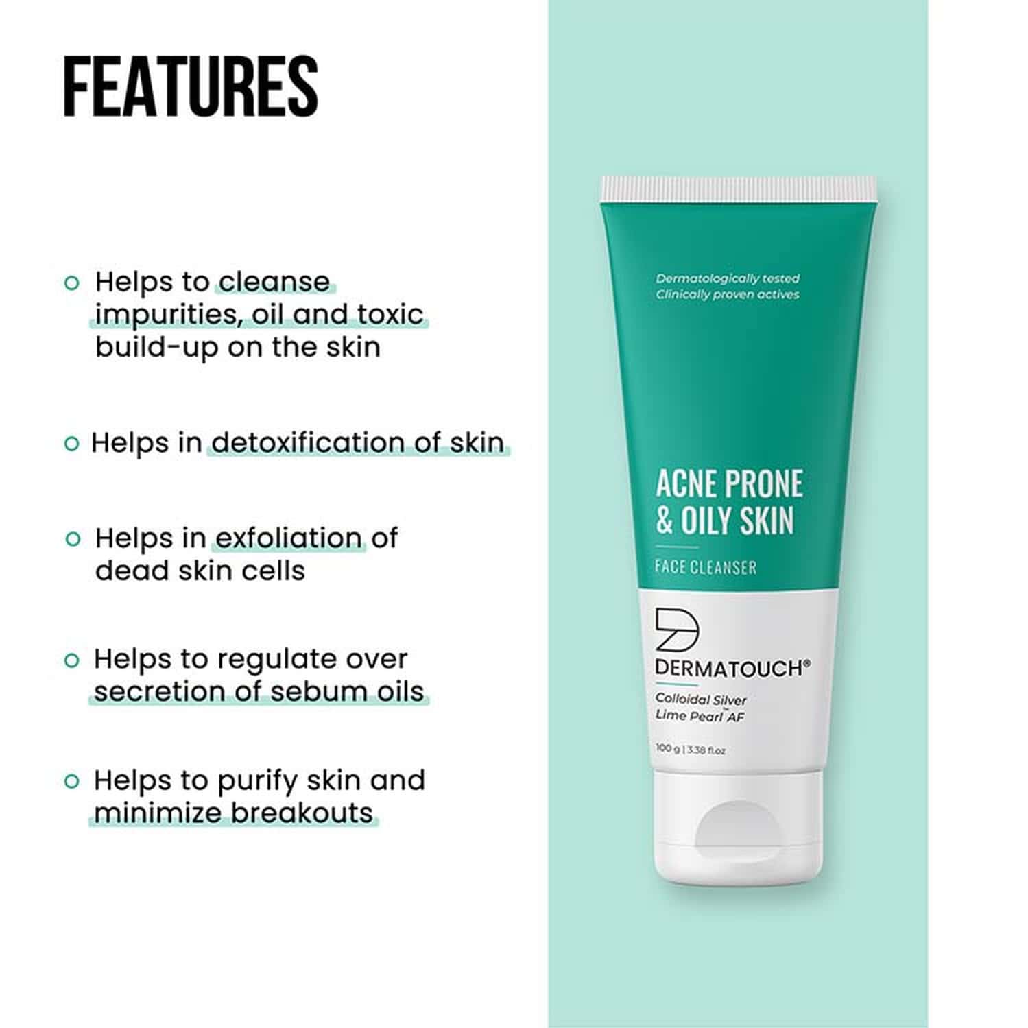 Buy DERMATOUCH ACNE-PRONE & OILY SKIN FACE CLEANSER - 100G Online & Get ...