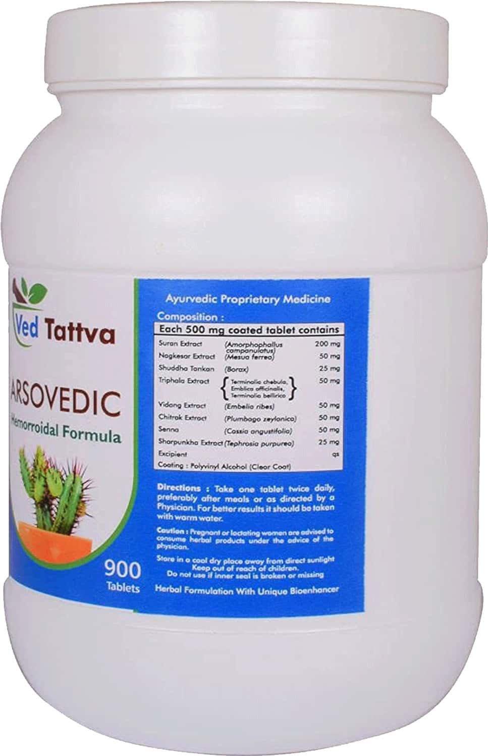 Buy VED TATTVA ARSOVEDIC 900 TABLETS (EACH 500MG) NATURAL HEMORRHOID ...