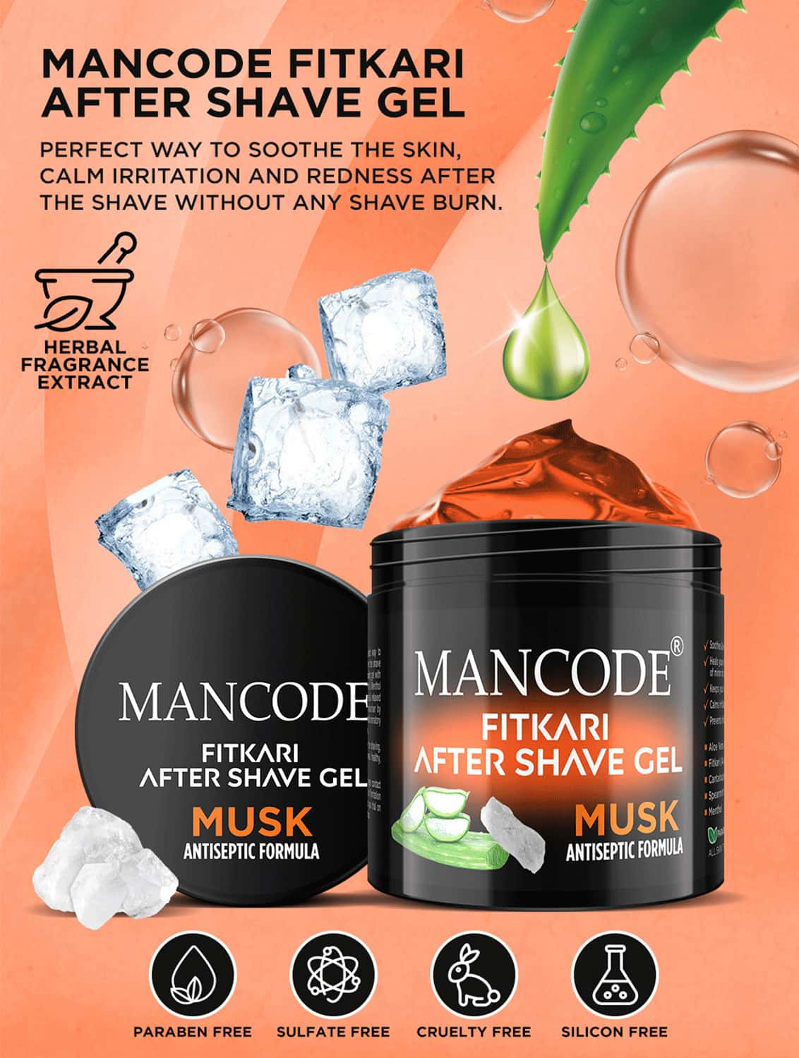 Buy MANCODE FITKARI AFTER SHAVE GEL MUSK ANTISEPTIC FORMULA, 100ML ...