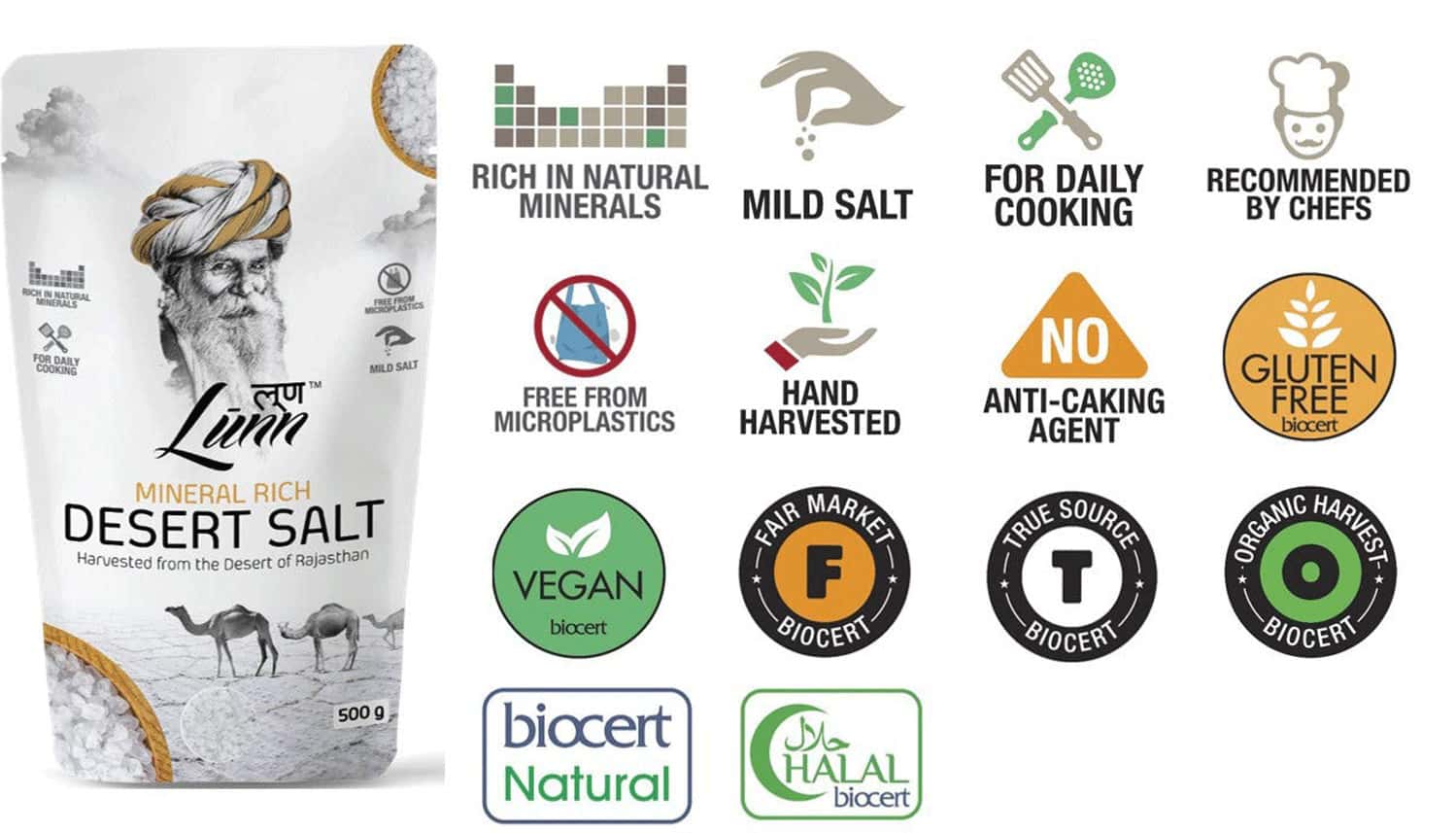 Buy LUNN FINE GRAIN PINK ROCK SALT |1 KG WITH DESERT SALT 500 GM ...