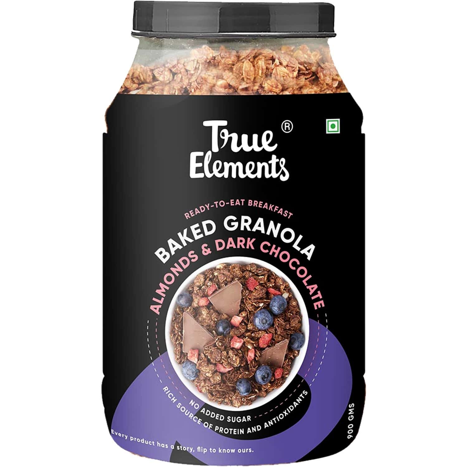 Buy True Elements Baked Granola: Almonds And Dark Chocolate - 900 Gm ...
