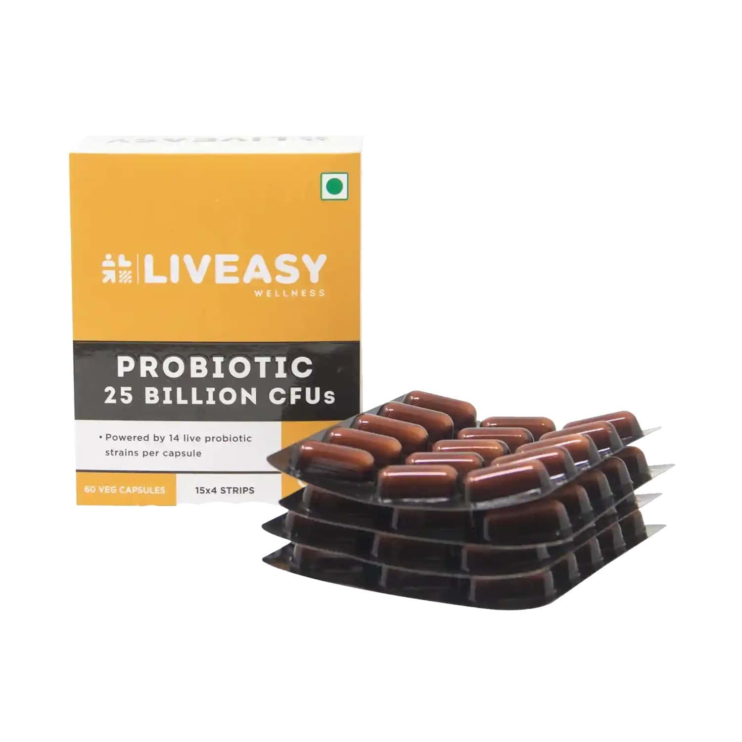 Buy LIVEASY WELLNESS PROBIOTIC 25 BILLION CFU'S- IMPROVES DIGESTION ...