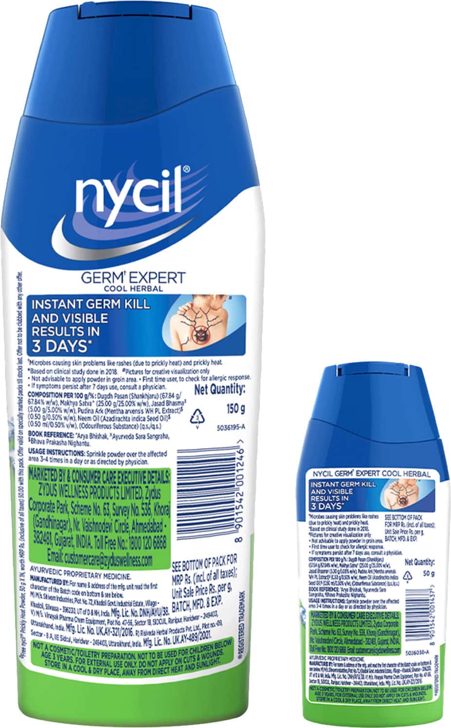 Buy NYCIL GERM EXPERT COOL HERBAL PRICKLY HEAT & COOLING POWDER 150G ...