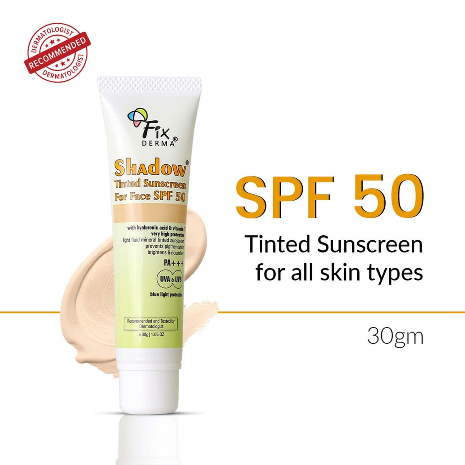 Buy FIXDERMA SHADOW TINTED SUNSCREEN SPF 50, SUNSCREEN WITH VITAMIN E ...