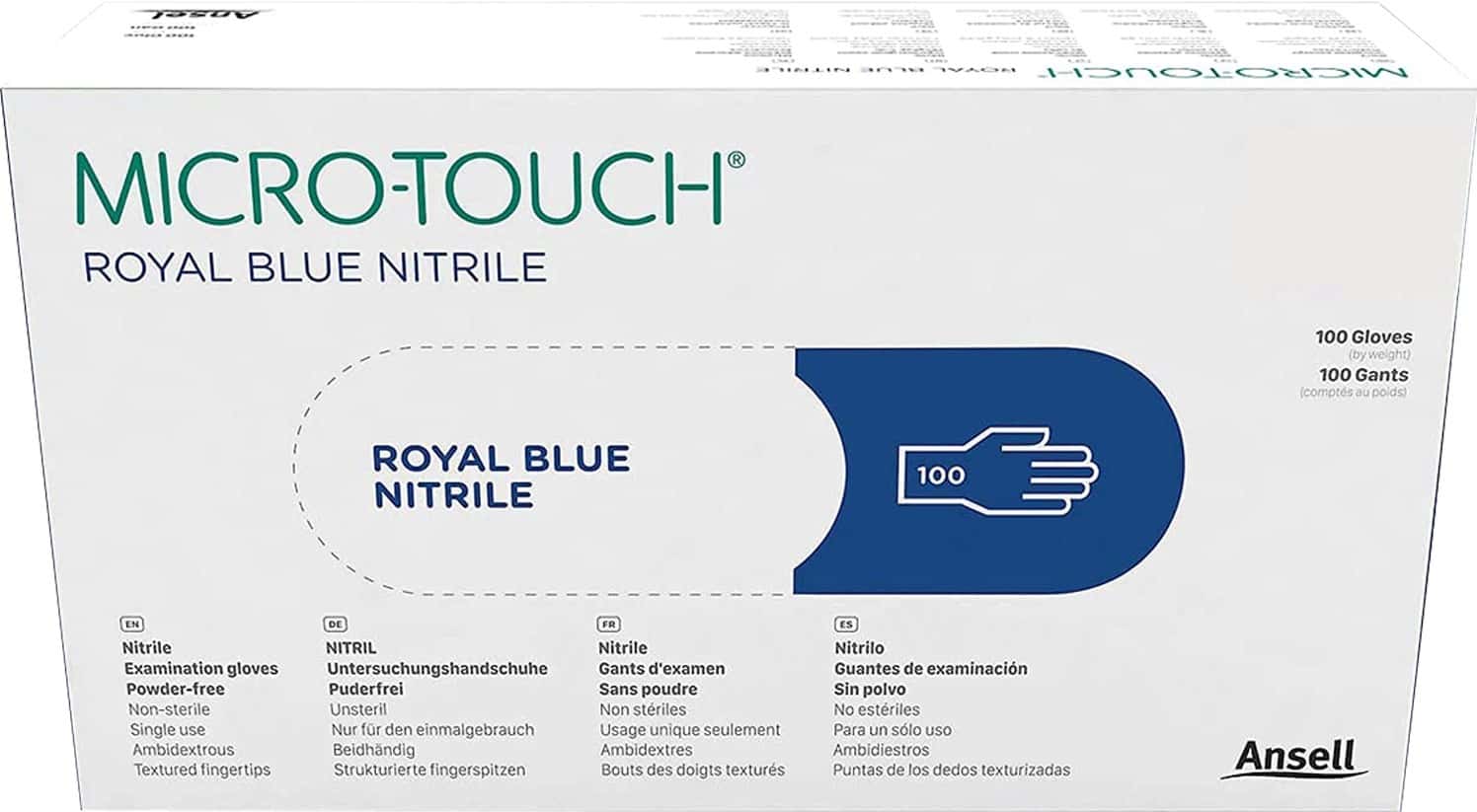 Buy ANSELL MICRO TOUCH ROYAL BLUE NITRILE EXAMINATION GLOVE PACK OF 100 - MEDIUM Online & Get ...