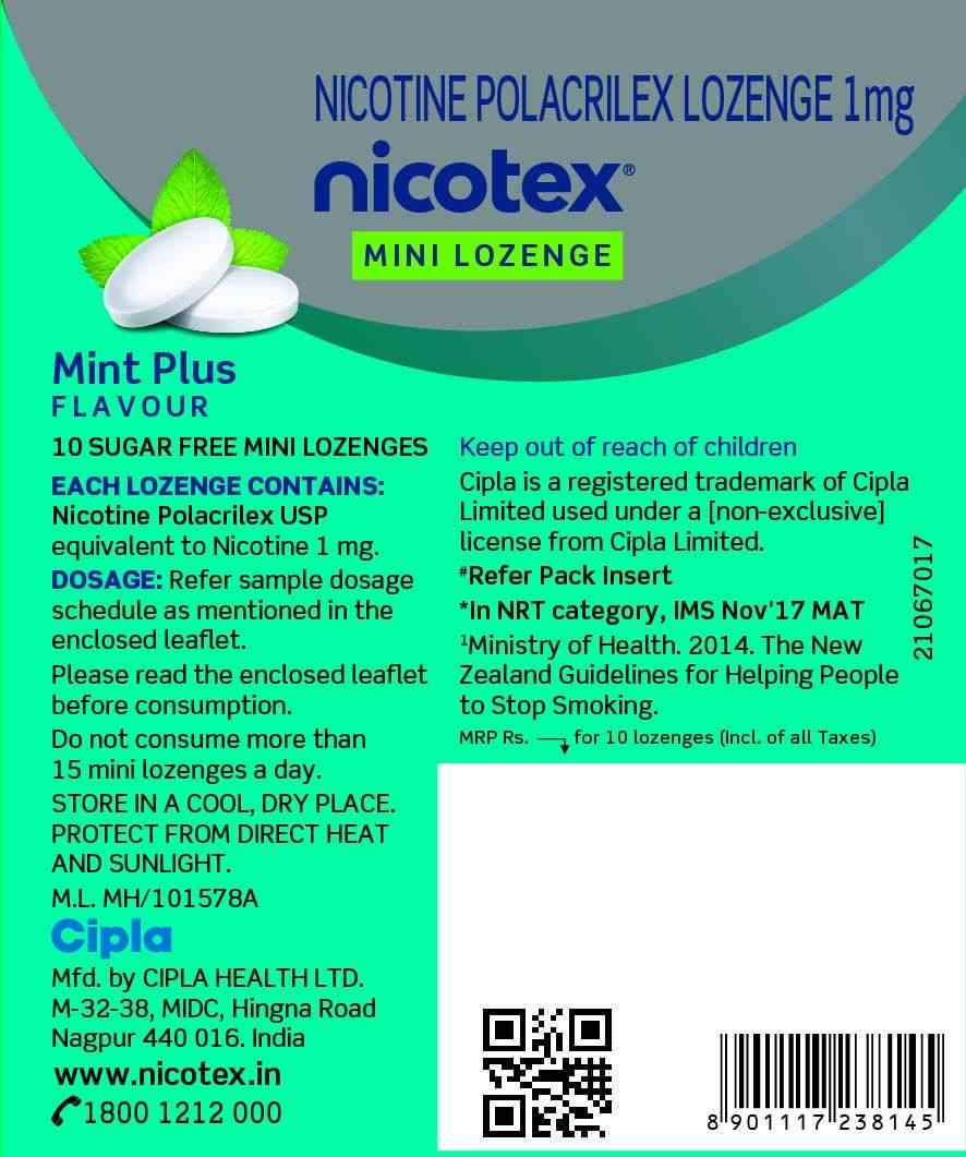 Buy Nicotex Mini Lozenge 1mg Mint Plus Flav Sf 10'S Online & Get Upto ...