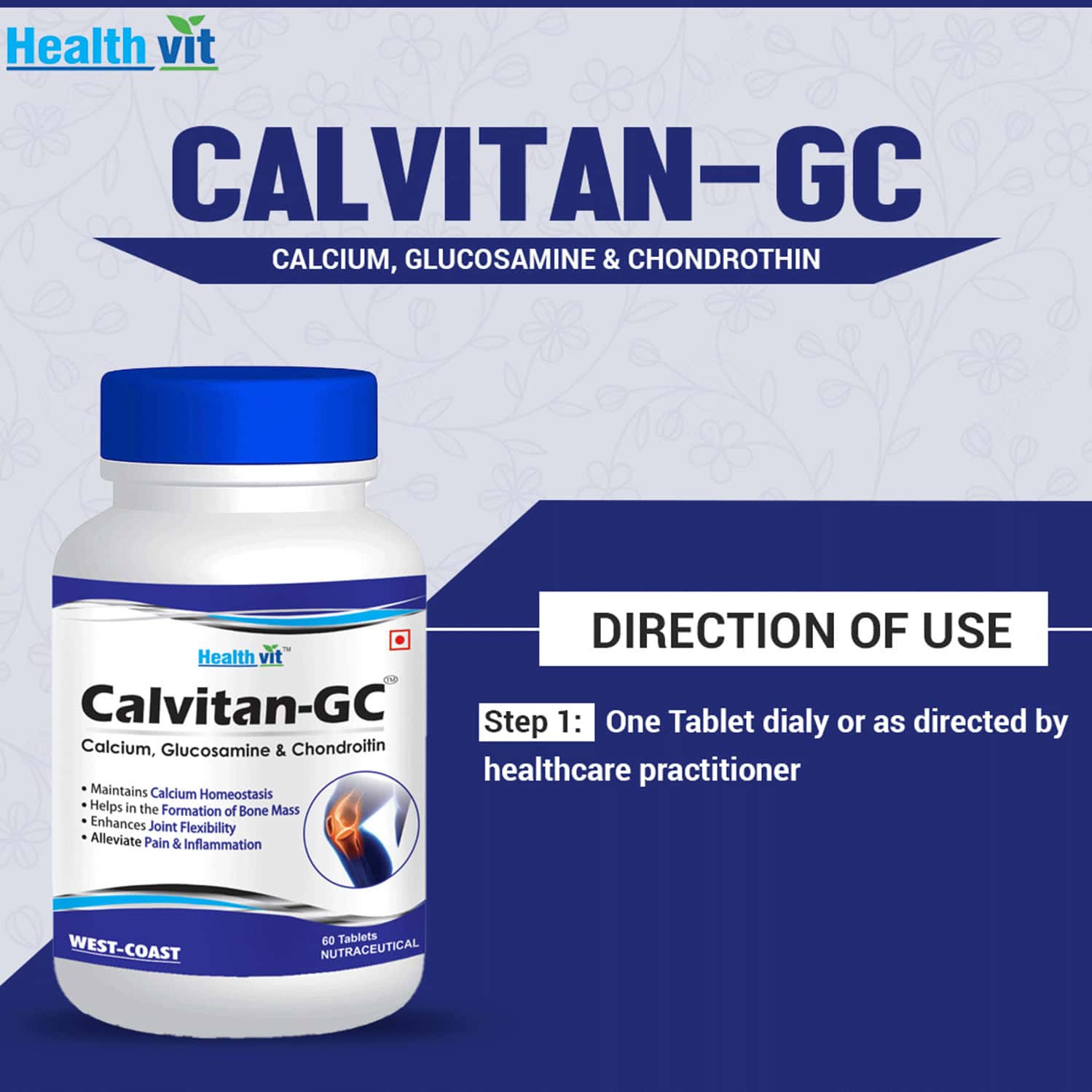 Buy HEALTHVIT CALVITAN-GC CALCIUM 266MG, GLUCOSAMINE 185MG ...