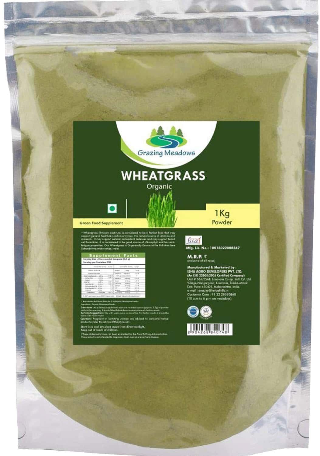 Buy GRAZING MEADOWS WHEATGRASS 1 KG POWDER (PACK OF 2) Online & Get ...