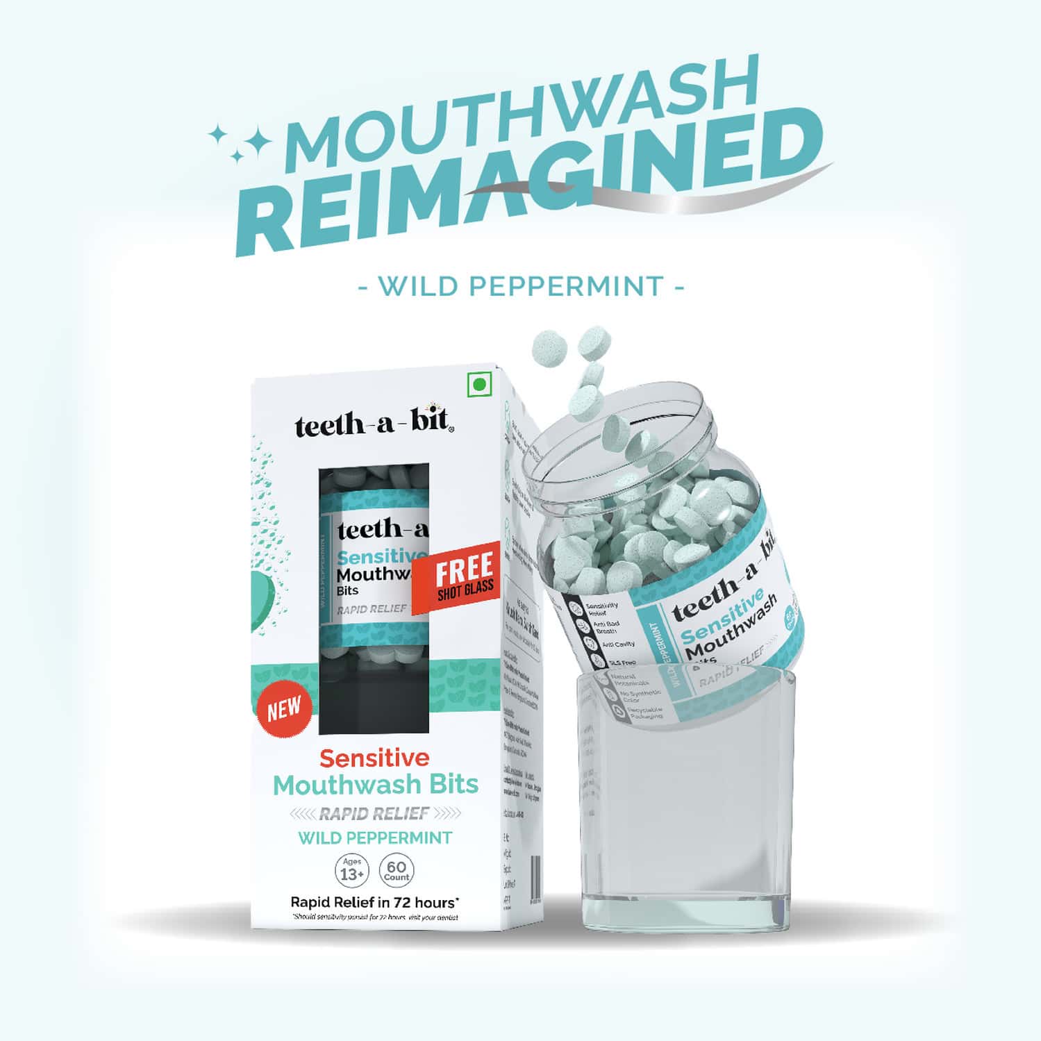 Buy TEETH-A-BIT SENSITIVE WILD PEPPERMINT MOUTHWASH BITS, RAPID ...