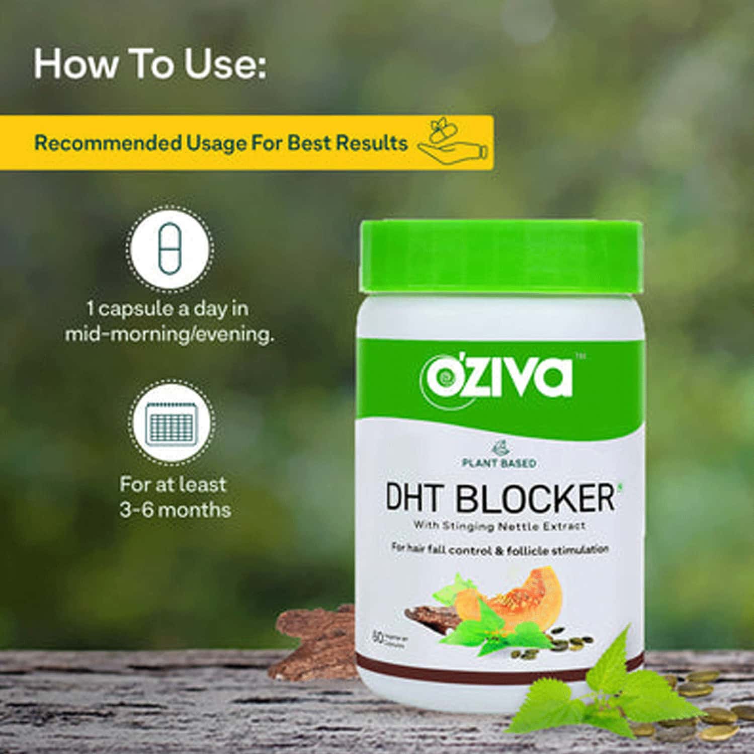 Buy OZIVA PLANT BASED DHT BLOCKER CAPSULES(60 CAPSULES) Online & Get ...