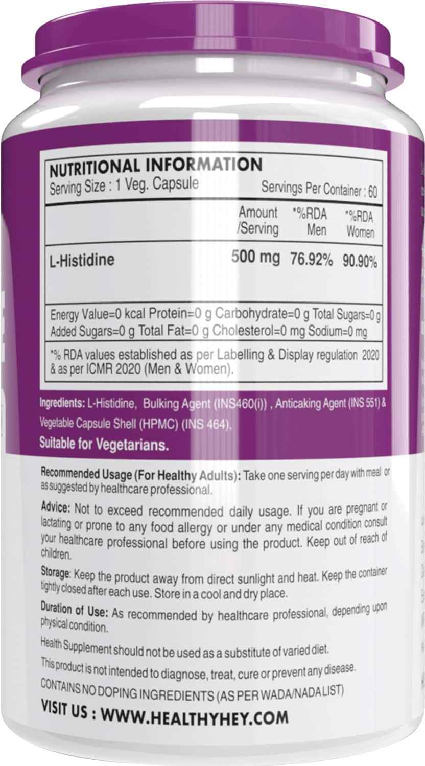 Buy HEALTHYHEY NUTRITION L-HISTIDINE 60 CAPSULES Online & Get Upto 60% ...