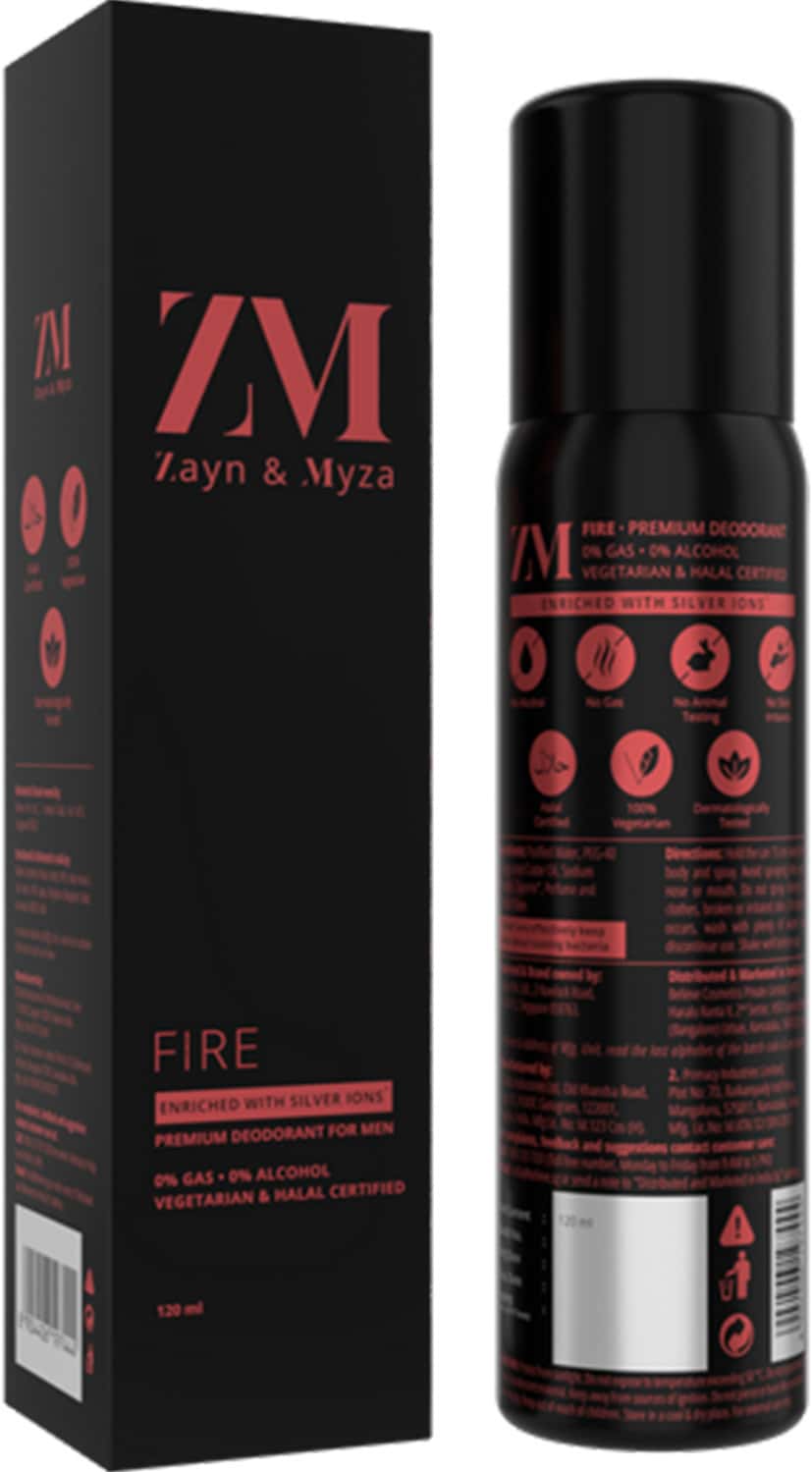 Buy ZM ZAYN & MYZA FIRE NO ALCOHOL BODY SPRAY FOR MEN 120 ML Online ...