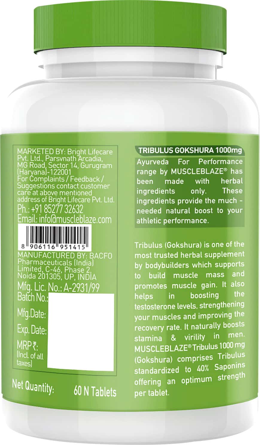Buy MUSCLEBLAZE AYURVEDA MUSCLEHERB 30 TAB WITH MB TRIBULUS 1000MG 60 ...