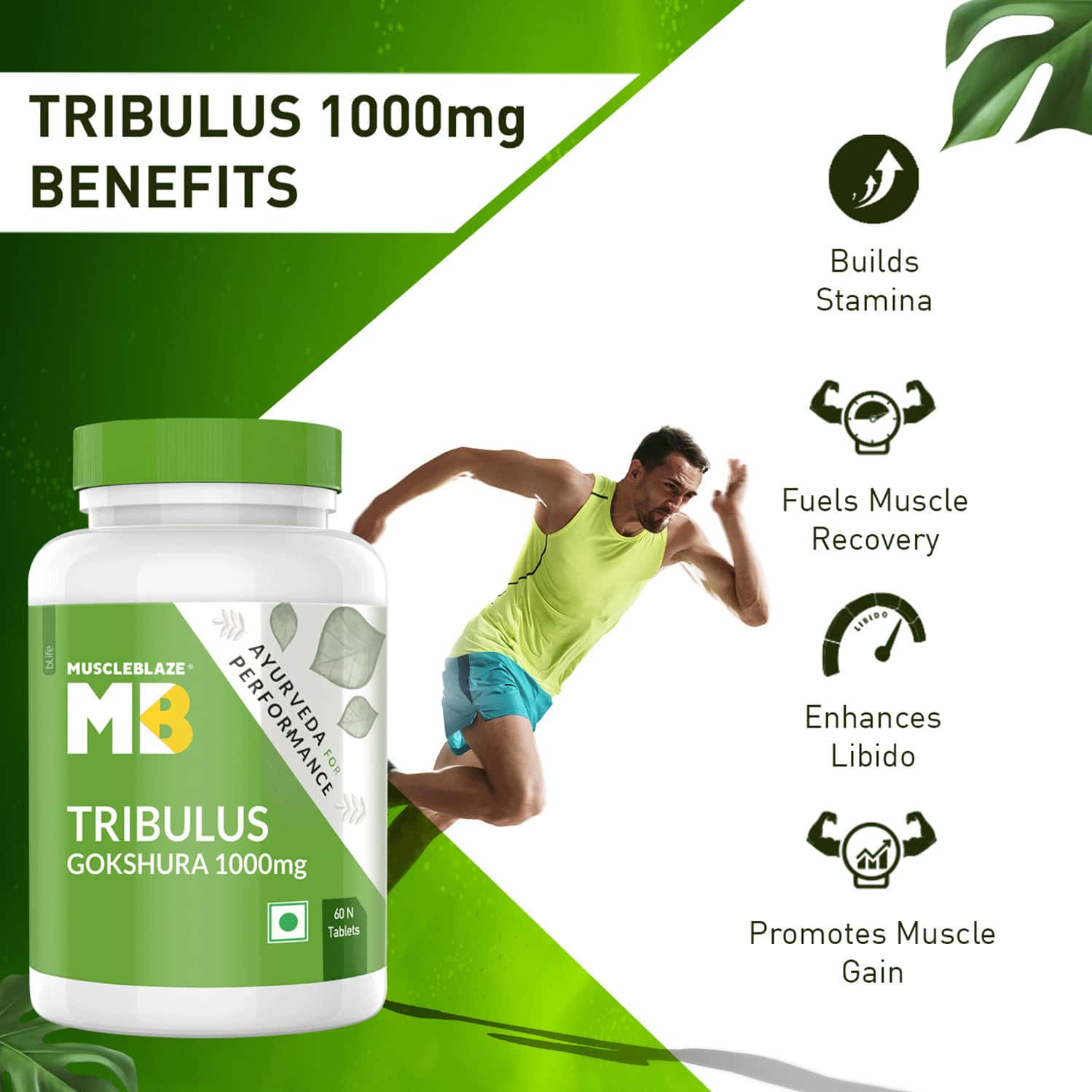 Buy MUSCLEBLAZE AYURVEDA MUSCLEHERB 30 TAB WITH MB TRIBULUS 1000MG 60 ...