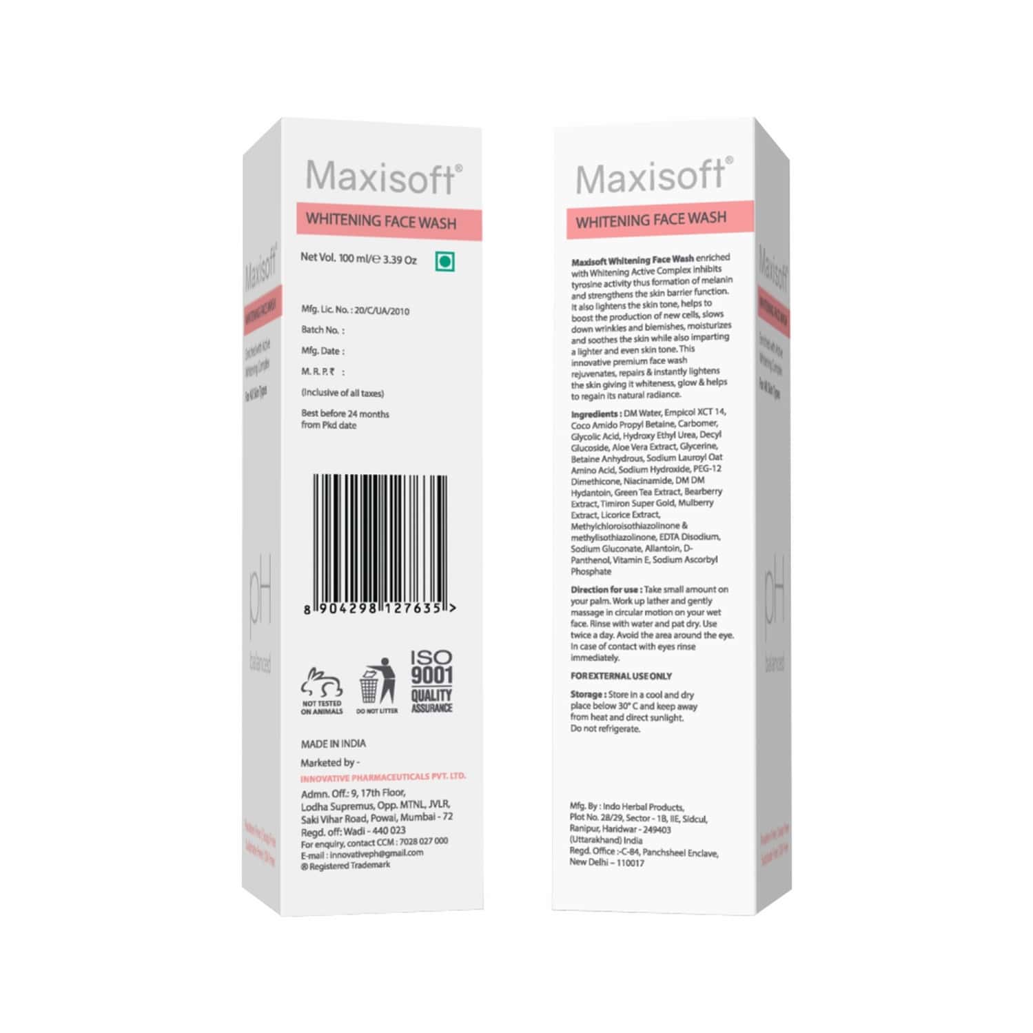 Buy MAXISOFT WHITENING FACE WASH 100 ML | BEARBERRY & GREEN TEA ...