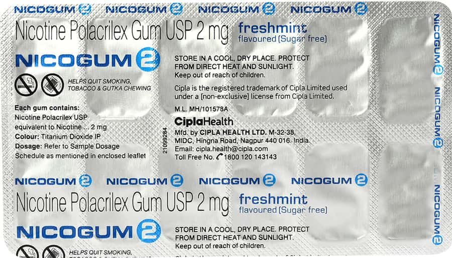 Buy NICOTEX 2MG MINT PLUS SUGAR FREE GUM'S STRIP OF 12 Online & Get ...