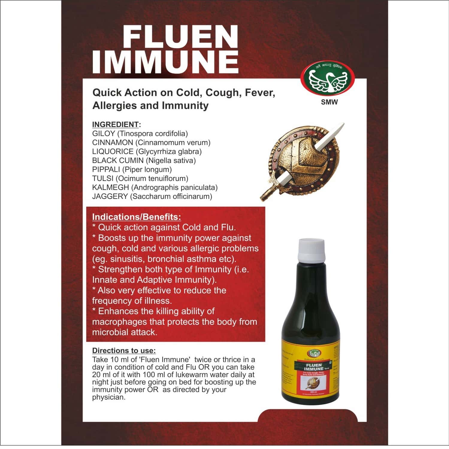 Buy SMW'S COUGH N COLD SYRUP FLUEN IMMUNE (QUICK RELIEF) 300 ML Online ...