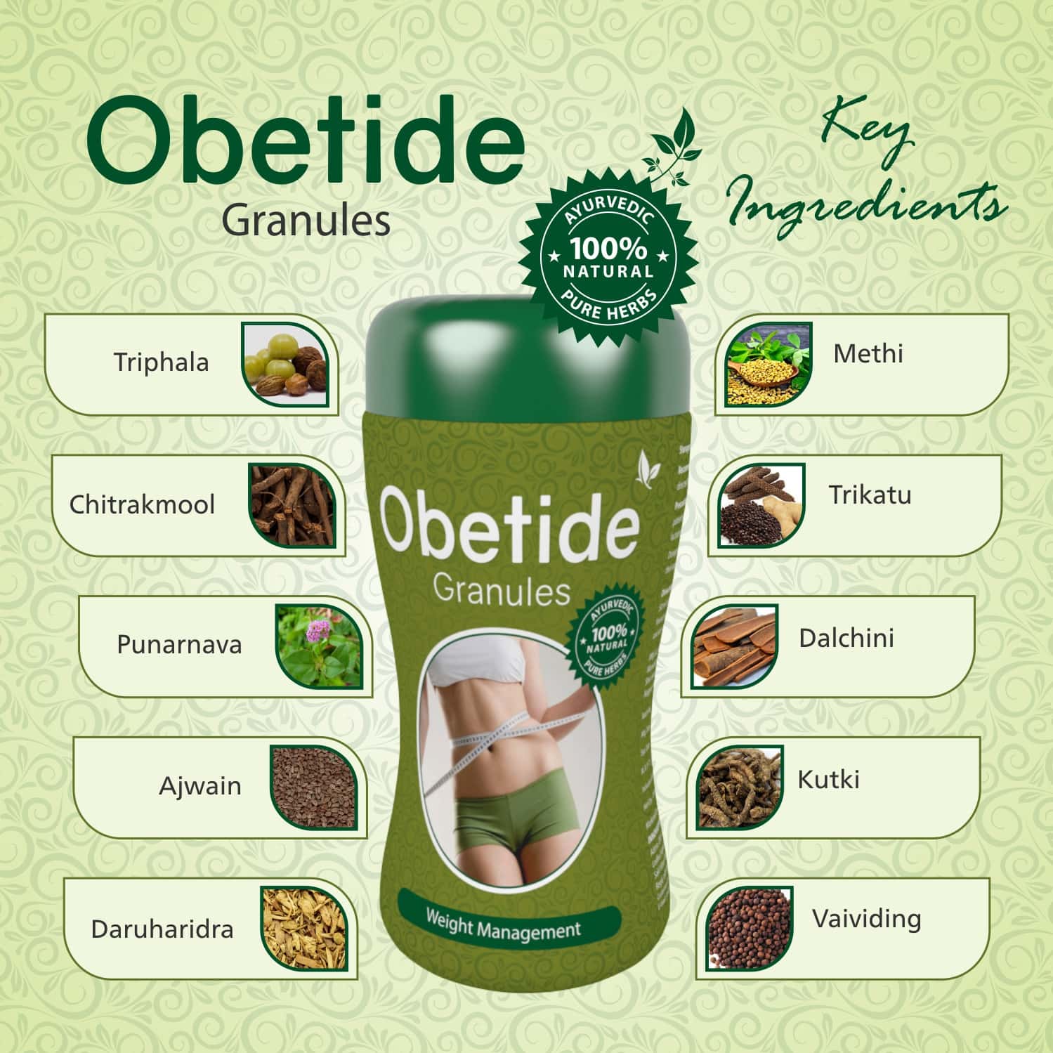 Buy OBETIDE GRANULES 450 GM | WEIGHT MANAGEMENT | OBESITY CARE (PACK OF ...