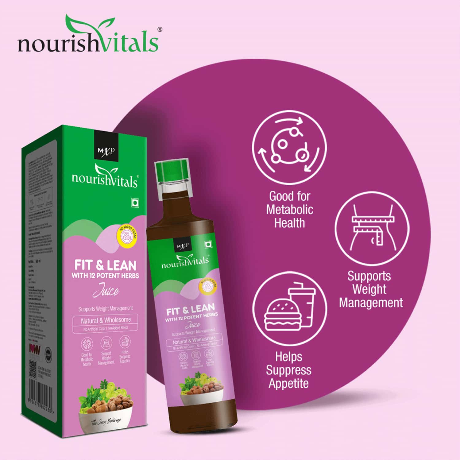 Buy NOURISHVITALS FIT & LEAN JUICE, 500ML (PACK OF 2) Online & Get Upto ...