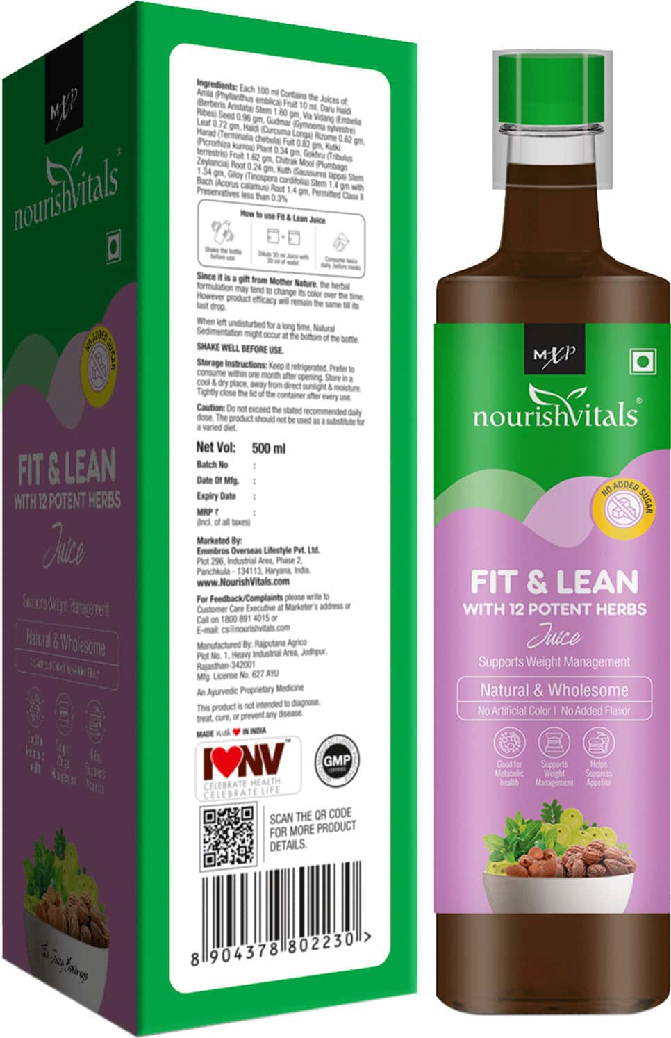Buy NOURISHVITALS FIT & LEAN JUICE, 500ML (PACK OF 2) Online & Get Upto ...