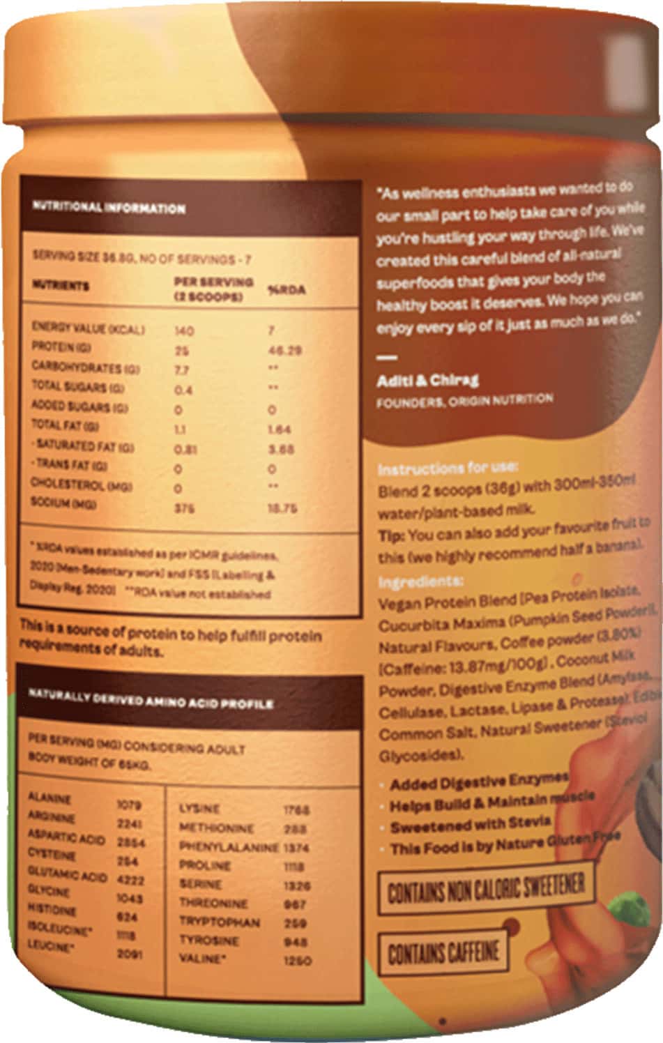 Buy ORIGIN NUTRITION 100% NATURAL VEGAN PLANT PROTEIN POWDER GMO JAIN 7 ...