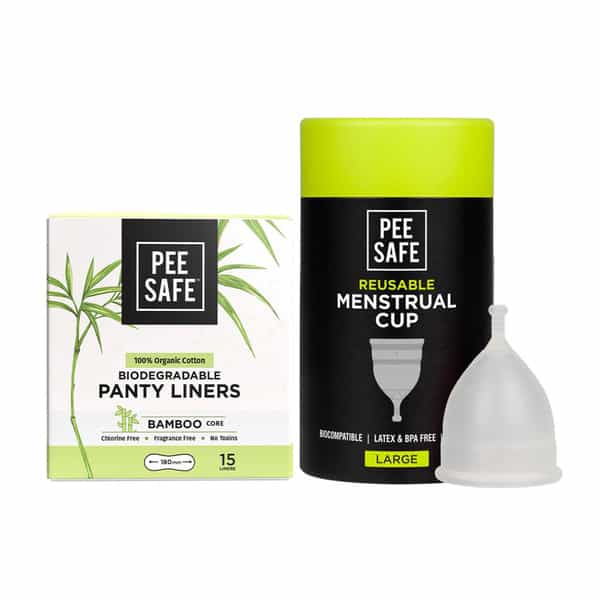 Buy PEE SAFE MENSTRUAL CUP (LARGE) & BIO PANTY LINERS FOR WOMEN Online ...