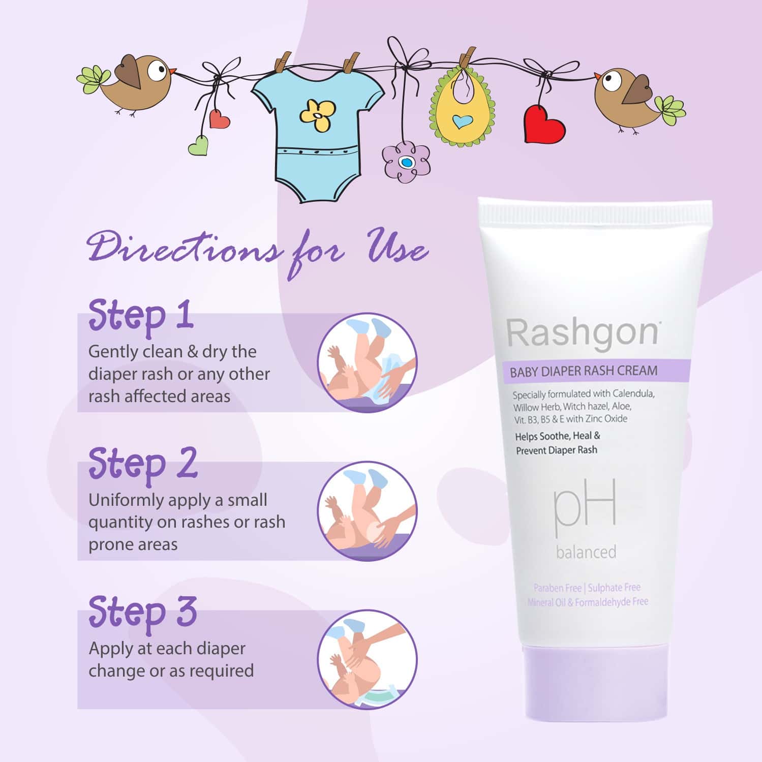 Buy RASHGON BABY DIAPER RASH CREAM 50 GM | WITH CALENDULA & WITCH HAZEL ...