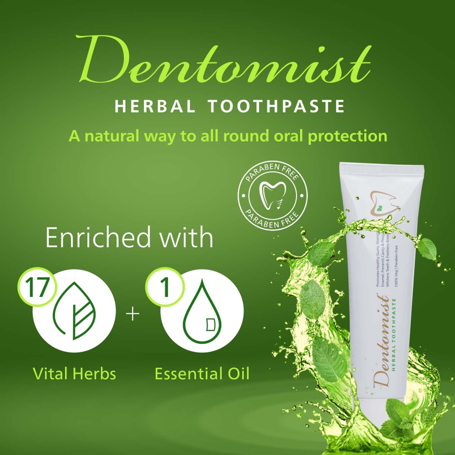 Buy DENTOMIST HERBAL TOOTHPASTE - 100 GM | PARABEN FREE | COMPLETE ...