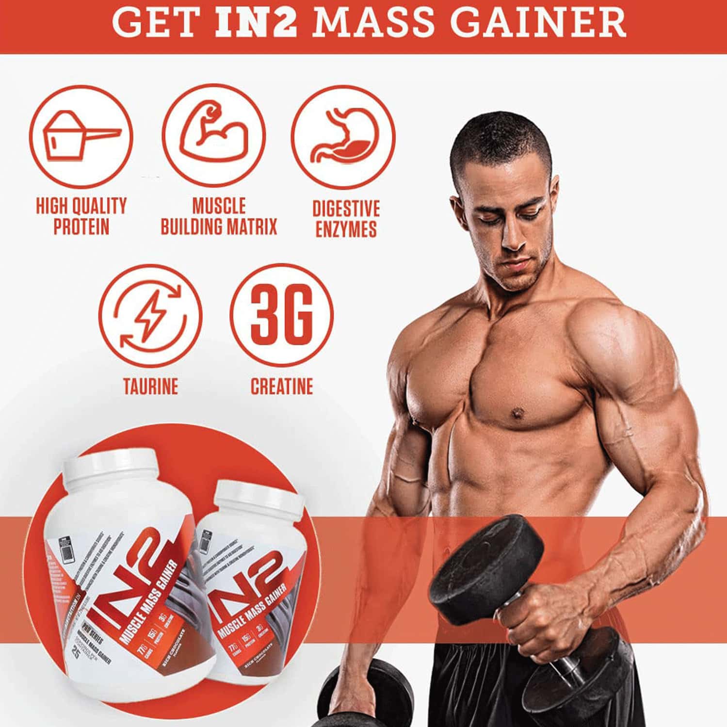 Buy IN2 MUSCLE MASS GAINER 2.5KG BULK UP WITH 3G CREATINE RICH ...