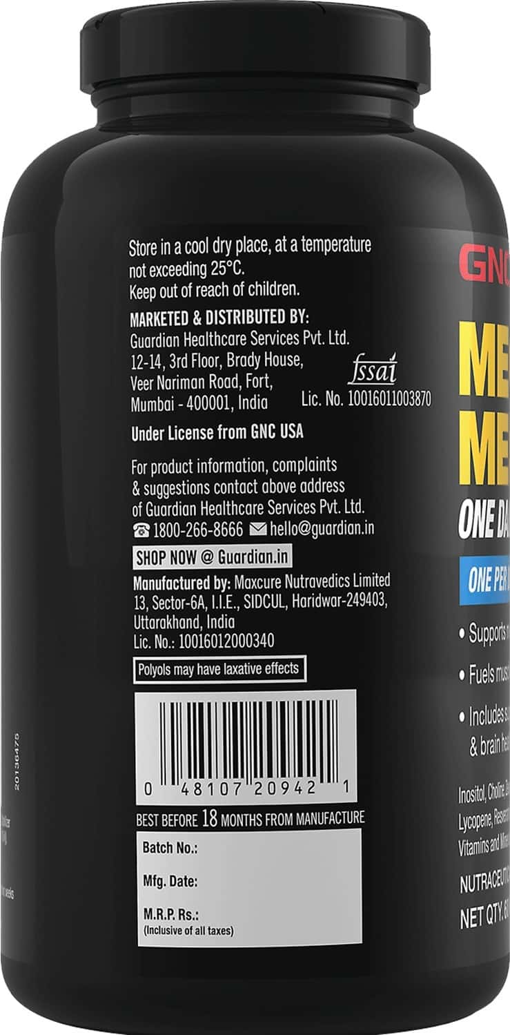 Buy GNC MEGA MEN ONE DAILY MULTIVITAMIN - 60 TABLETS Online & Get Upto ...