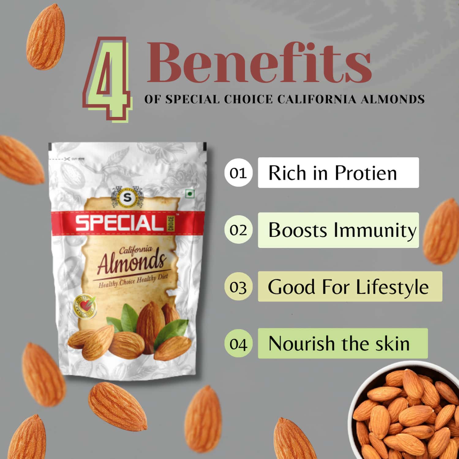 Buy SPECIAL CHOICE CALIFORNIA ALMONDS WHITE POUCH 250G X 2 Online & Get ...