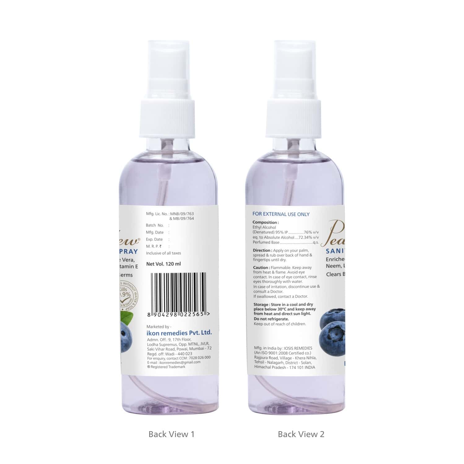 Buy PEARLDEW HAND SANITIZER SPRAY (BLUEBERRY) (120 ML - PACK OF 8 ...
