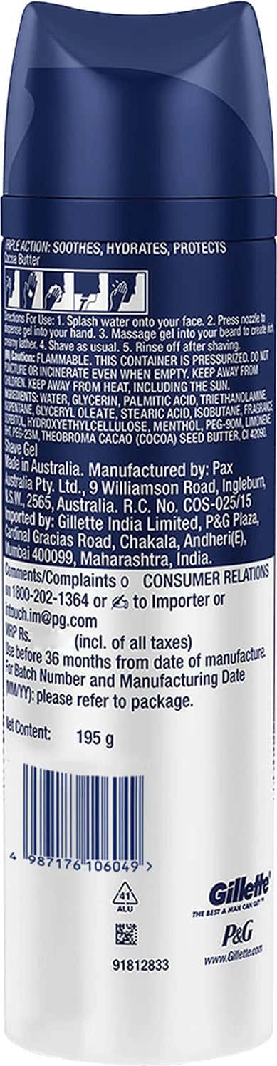 Buy Gillette Shaving Gel Refreshing Breeze With Cocoa Butter 200ml Online And Get Upto 60 Off At