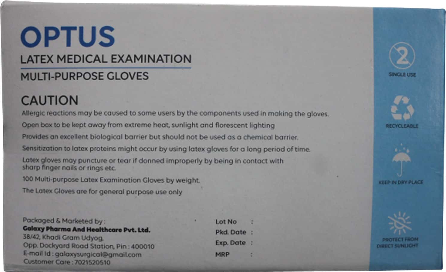 Buy OPTUS LATEX EXAMINATION GLOVES NON STERILE - SMALL IMPORTED - 100 ...