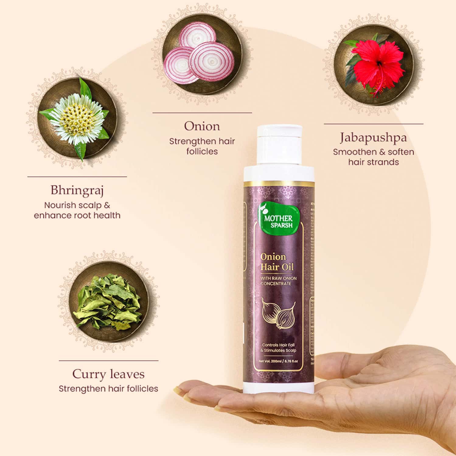 Buy MOTHER SPARSH ONION HAIR OIL WITH RAW ONION CONCENTRATE -120ML ...