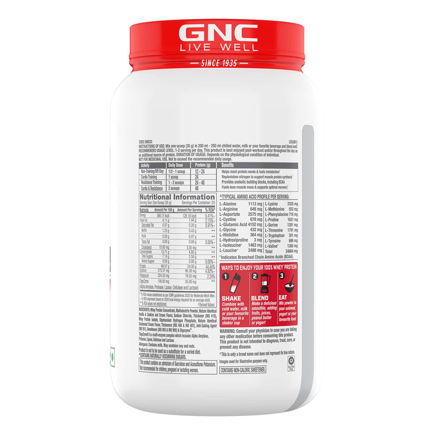 Buy GNC PRO PERFORMANCE 100% WHEY PROTEIN POWDER, 907 G | 24G PROTEIN ...