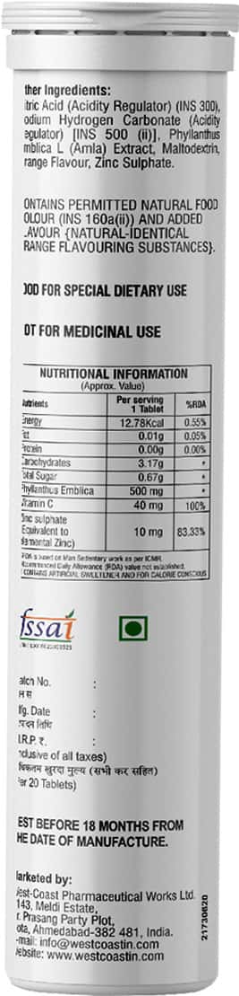 Buy HEALTHVIT C-VITAN-Z NATURAL VITAMIN C 500MG AND ZINC ( ORANGE ...