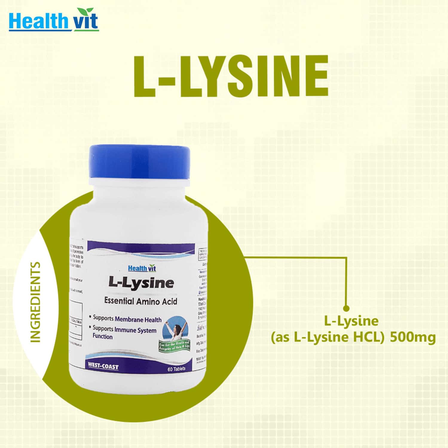 Buy HEALTHVIT L-LYSINE 500 MG - 60 TABLETS Online & Get Upto 60% OFF at PharmEasy