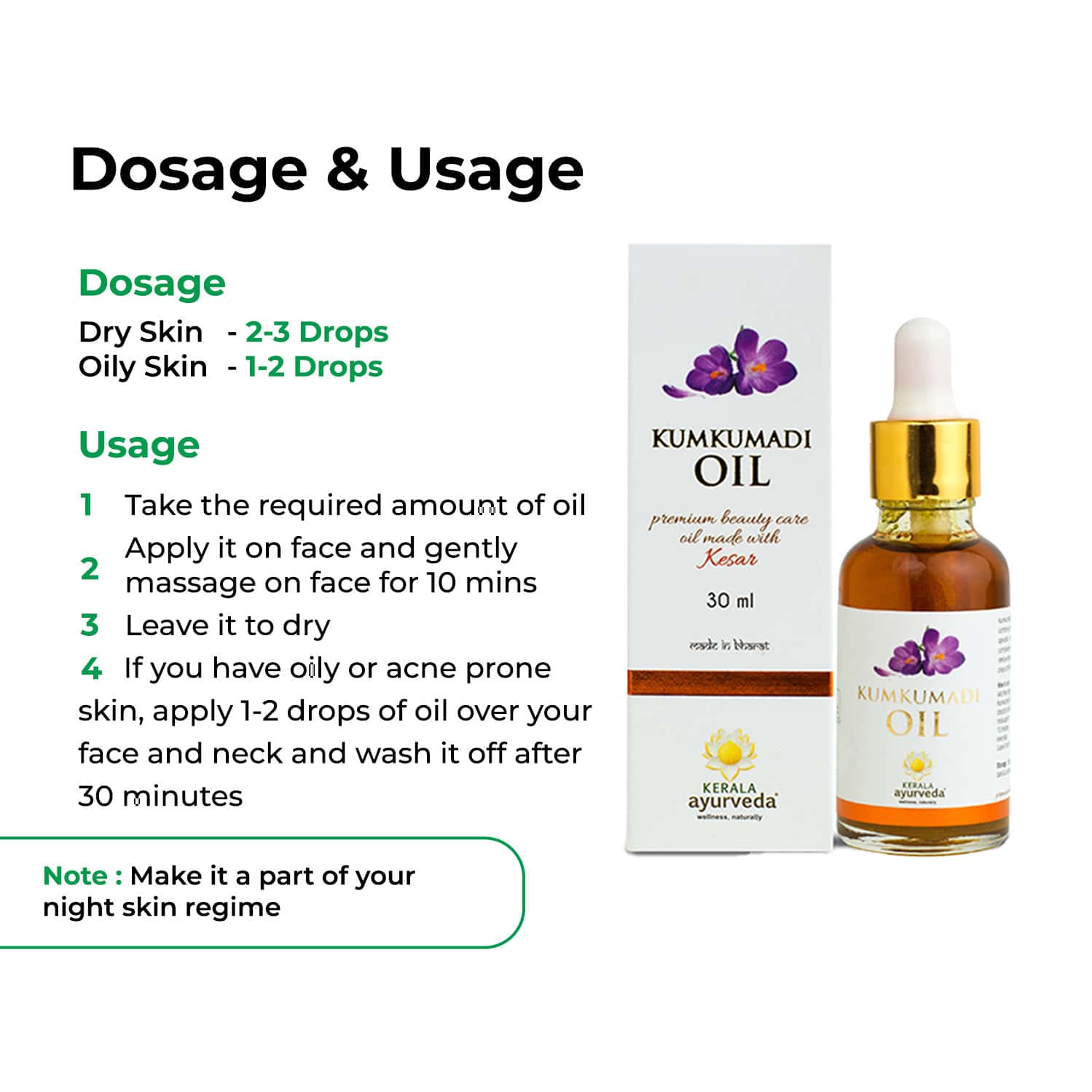 Buy KERALA AYURVEDA KUMKUMADI OIL BOTTLE OF 30 ML Online & Get Upto 60% ...