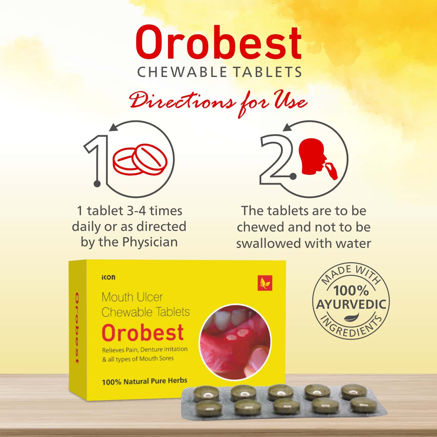 Buy OROBEST CHEWABLE TABLETS (1 X 10 BLISTER | REDUCES MOUTH ULCERS ...
