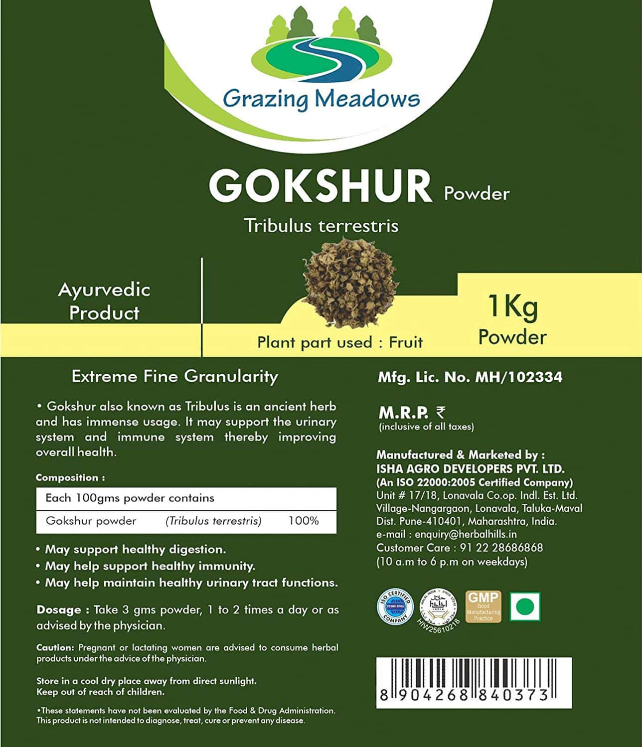 Buy GRAZING MEADOWS GOKSHUR POWDER - 1 KG Online & Get Upto 60% OFF at ...