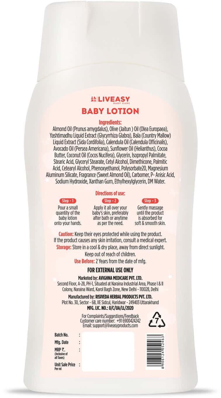 Buy LIVEASY BABY CARE BABY LOTION - 200ML Online & Get Upto 60% OFF at ...