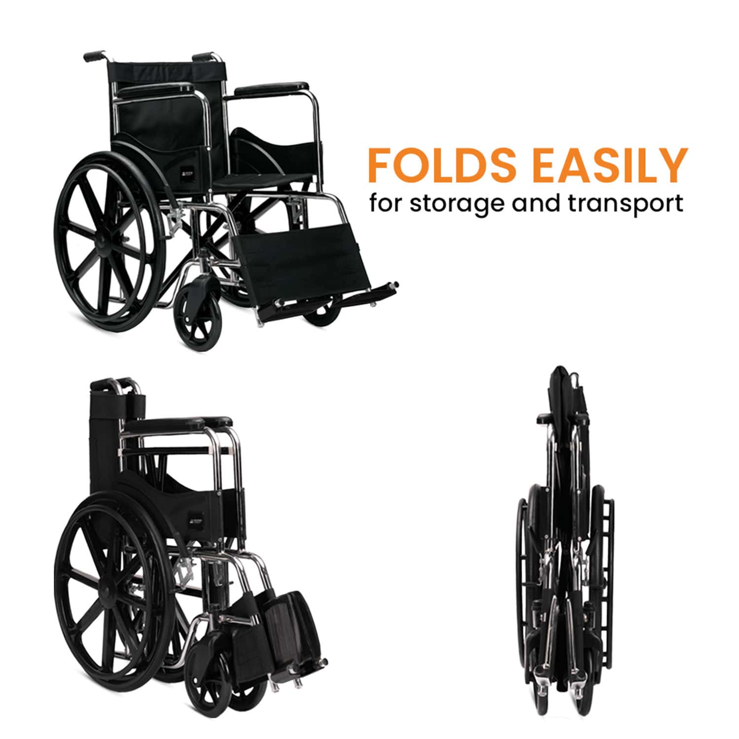 Buy ARCATRON FOLDABLE WHEELCHAIR WITH STURDY X-FRAME EASY FOLDING ...