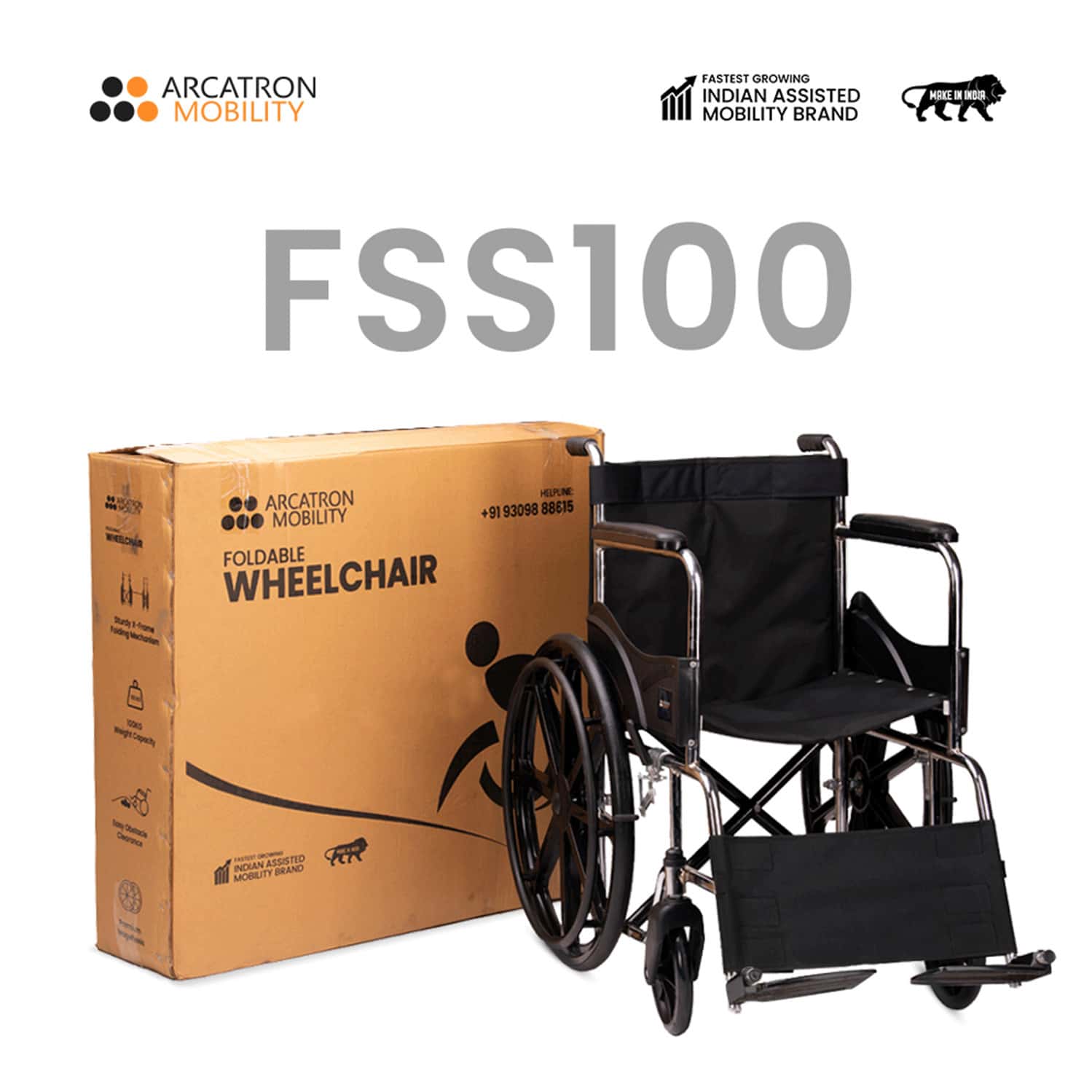 Buy ARCATRON FOLDABLE WHEELCHAIR WITH STURDY X-FRAME EASY FOLDING ...