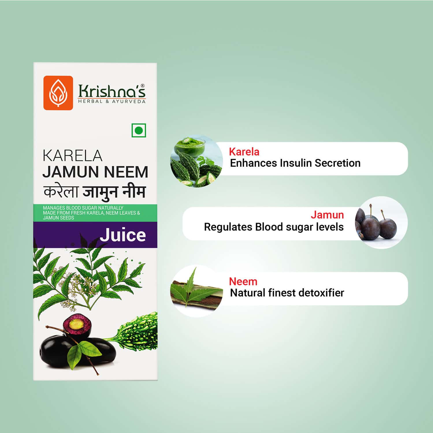 Buy KRISHNA'S KARELA JAMUN NEEM JUICE - 1 LITRE Online & Get Upto 60% ...