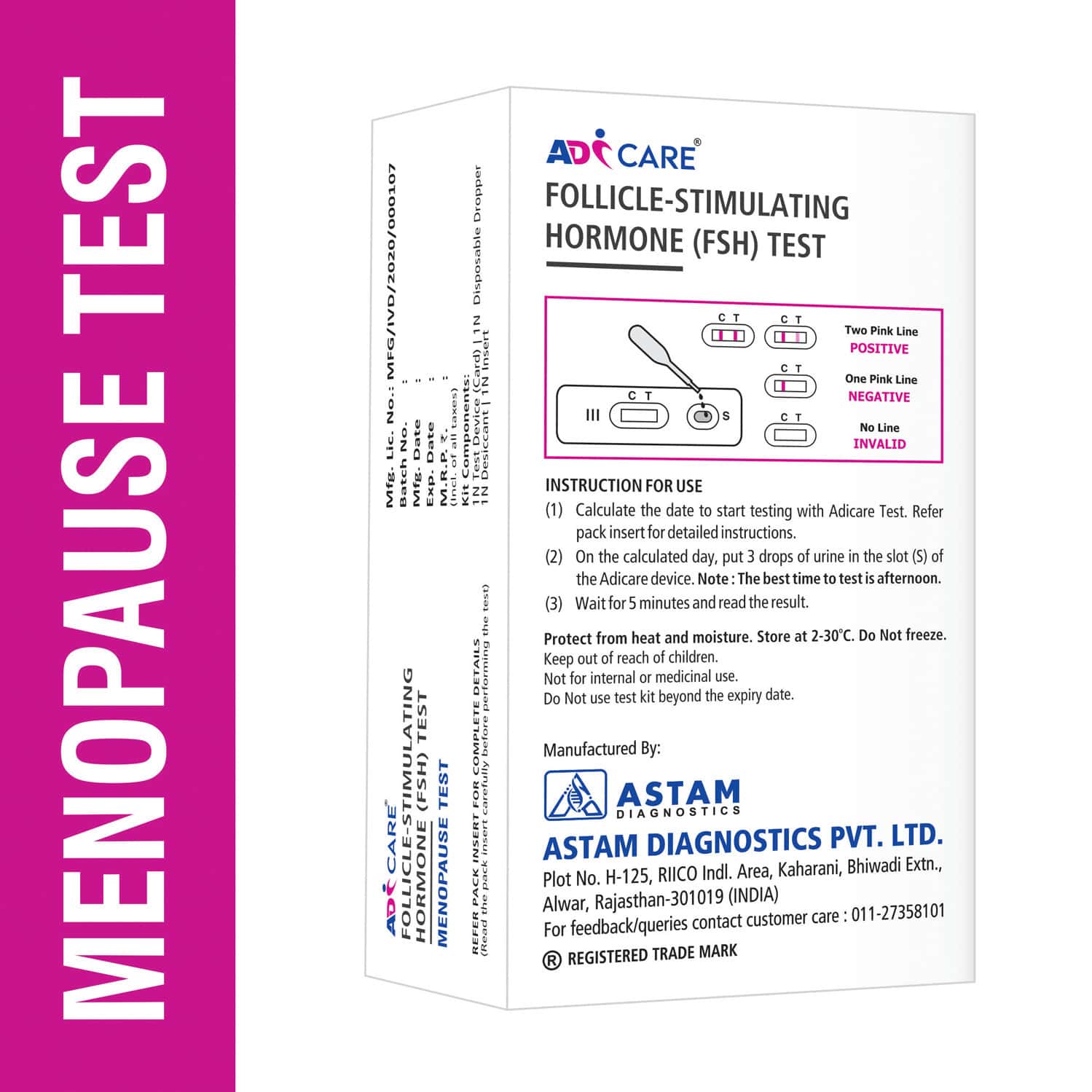 Buy ADICARE MENOPAUSE TEST KIT|FSH TEST KIT AT HOME PACK OF 5 Online ...